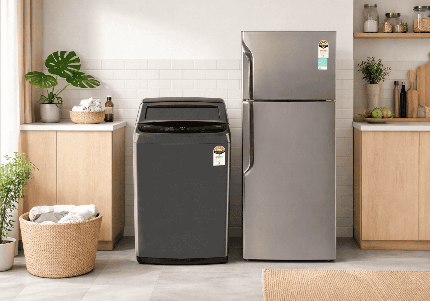 Double Door Fridge and Top Load Washing Machine Combo on Rent in ...