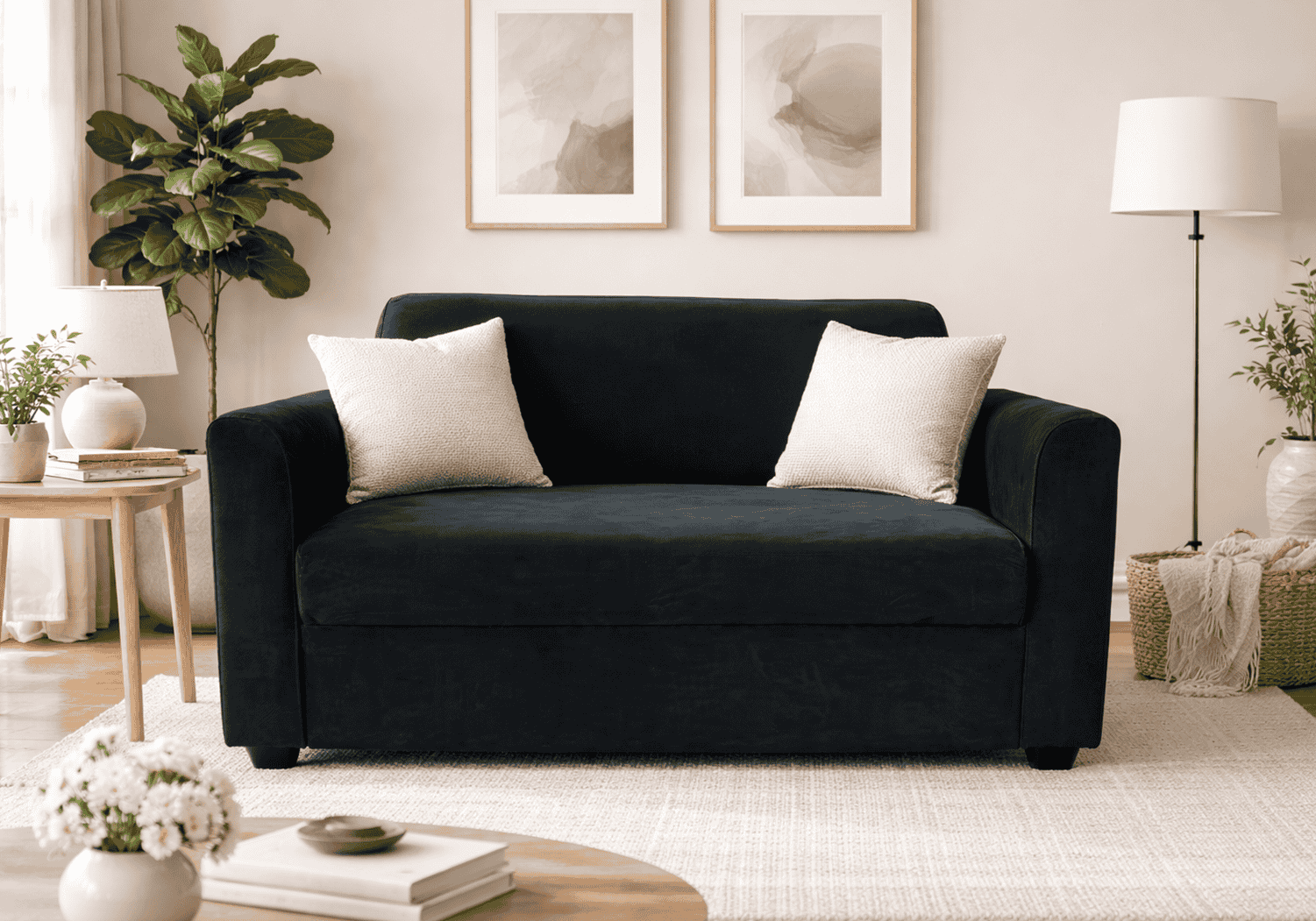 Monroe 2 Seater Sofa in Black on Rent | Guarented